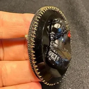 Jewelry | Vintage Black Cameo Bakelite Brooch Victorian Lady On The ...